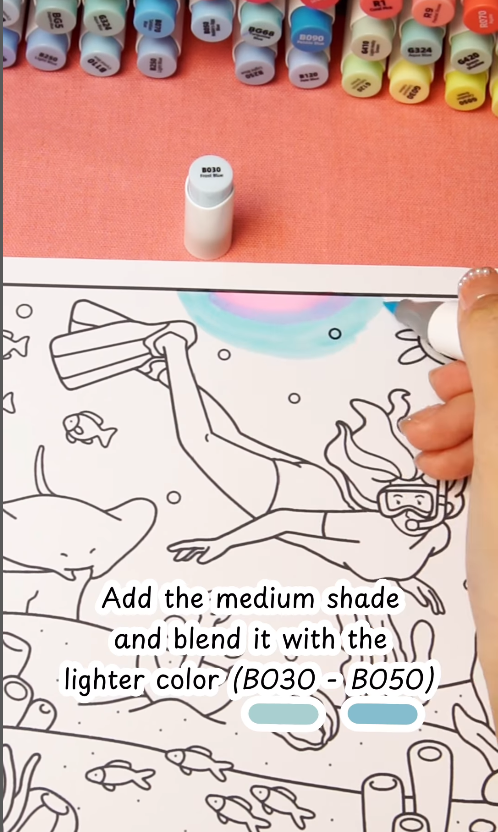 How to color - Sea - Tiny Daisy