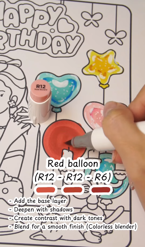 How to color - Balloon - Tiny Daisy